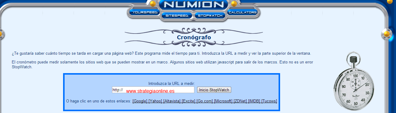 Numion. Mide cuanto tarda en cargar tu web..